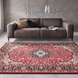 Teppich Hanse Home "Skazar Isfahan" Gr. 2, rot (rot, schwarz), B:80cm H:9mm L:150cm, Polypropylen (PP), Teppiche, Teppich, Kurzflor, Orient, L&auml;ufer, Vintage, Esszimmer, Wohnzimmer, Flur