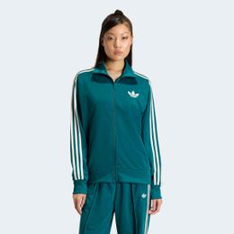 Trainingsjacke adidas originals "FIREBIRD TRACK LOOSE", Damen, Gr. XS, legacy teal, sanftes wei&szlig;, Obermaterial: 100% Polyester, Jacken Trainingsjacke, FIREBIRD, locker geschnitten