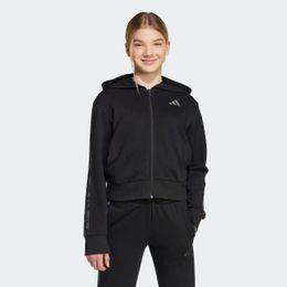 Kapuzensweatshirt adidas Sportswear "ADIDAS GIRLS 3-STREIFEN MIT ANIMALPRINT AUS FRENCH TERRY F&Uuml;R KINDER U", M&auml;dchen, Gr. 164, schwarz, Obermaterial: 55% Baumwolle, 36% Polyester, 9% Viskose, normal, Rundhals, angesetztes B&uuml;ndchen, Sweatshirts, f&uuml;r Kinder, mit 3-Streifen im Animalprint, sportlicher Stil