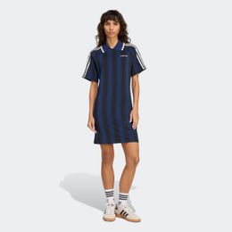 Shirtkleid adidas originals "INSPIRED GRAPHIC", Damen, Gr. L, N-Gr, night indigo, Obermaterial: 86% Polyester, 14% Elasthan, Kleider Shirtkleid, sportlicher Look, vom Fu&szlig;ball inspirierter Allover-Print