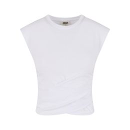 T-Shirt Urban Classics "Urban Classics Ladies Cropped Wrapped Top", Damen, Gr. L, wei&szlig;, 95% Baumwolle, 5% Elasthan, unifarben, slim fit, Rundhals, Shirts T-Shirt