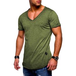 T-Shirt behype "NUKE", Herren, Gr. M, gr&uuml;n (khaki), 100% Baumwolle, unifarben, V-Ausschnitt, Shirts T-Shirt, mit V-Ausschnitt