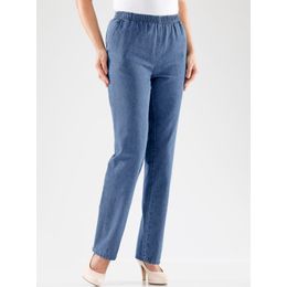 Schlupfjeans Classic Basics, Damen, Gr. 21, Kurzgr&ouml;&szlig;en, blau (blau, stone, washed), 100% Baumwolle, unifarben, lang, Jeans Schlupfjeans