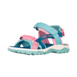 Sandale Trollkids "KIDS OSLOFJORD SANDAL", M&auml;dchen, Gr. 33, blau (harbor blau, aqua haze, peony rose), Synthetik, Textil, Schuhe Sandale
