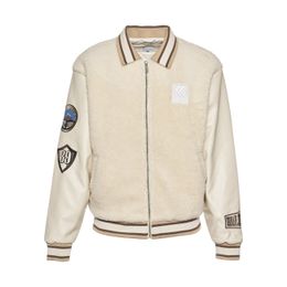 Collegejacke Karl Kani "Karl Kani Herren KM234-009-1 KK OG Teddy College Jacket", Herren, Gr. XS, sanftes wei&szlig;, 70% Wolle, 30% Polyester, normal, amerikanischer Ausschnitt, Jacken Collegejacke