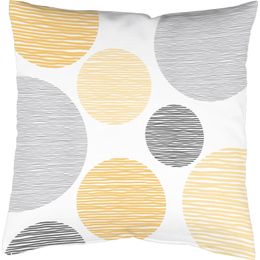 Dekokissen Home Wohnideen "BORDEN" Gr. 1, gelb (gelb, bedruckt), B:40cm L:40cm, Polyester, Dekokissen_Sitzkissen_Kissenh&uuml;llen, Kissenh&uuml;lle mit F&uuml;llung, 1 St&uuml;ck