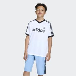 T-Shirt adidas originals "LOCKERES AUS JERSEY", M&auml;dchen, Gr. 152, wei&szlig;, Obermaterial: 100% Polyester, V-Ausschnitt, Shirts T-Shirt