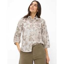Kurzarmbluse Brax "Style VICKI", Damen, Gr. 48, braun, Web, 100% Baumwolle, Blusen