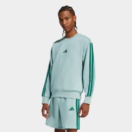 Sweatshirt adidas Sportswear "ESSENTIALS 3-STREIFEN", Herren, Gr. M, wonder sage, collegiate gr&uuml;n, Obermaterial: 55% Baumwolle, 36% Polyester, 9% Viskose, normal, Rundhals, angesetztes B&uuml;ndchen, Sweatshirts Sweatshirt