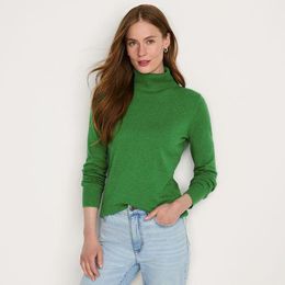 LANDS' END Feinstrick-Rollkragenpullover aus Baumwolle, Damen,  Gr&uuml;n, Baumwolle, by Lands' End