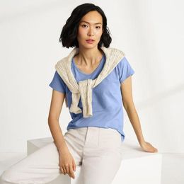 LANDS' END Shirt aus Baumwolle/Modal-Mix mit Ballett-Ausschnitt, Damen,  Blau, Baumwolle Modal, by Lands' End