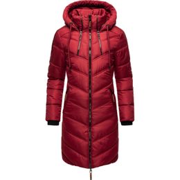 Wintermantel Marikoo "Armasa", Damen, Gr. S (36), rot (dunkelrot), Oberstoff: 100% Polyester; Futter: 100% Polyester; Wattierung: 100% Polyester; &Auml;rmelfutter: 100% Polyester, tailliert ca. Mitte Oberschenkel, hoch geschlossener Ausschnitt, &Auml;rmel ohne &Auml;rmelschlitz Rippstrickb&uuml;ndchen, M&auml;ntel Wintermantel, modischer Damen Winter Steppmantel mit Kapuze