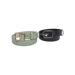 H&uuml;ftg&uuml;rtel Urban Classics "Urban Classics Unisex Ostrich Synthetic Leather Belt 2-Pack", Damen, Gr. S/M, schwarz, leaf, 100% Polyester, G&uuml;rtel H&uuml;ftg&uuml;rtel
