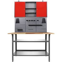 Werkstatt-Set ONDIS24 "Basic", rot (anthrazit, rot), B:120cm H:205cm T:60cm, Metall, Werkb&auml;nke, 120 cm