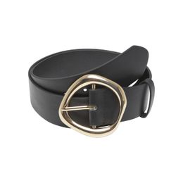 Urban Classics Damen Synthetikg&uuml;rtel "Urban Classics Organic Buckle Shaped Synthetic Leather Belt"schwarz, gold, Gr. L, 100% Polyurethan, G&uuml;rtel