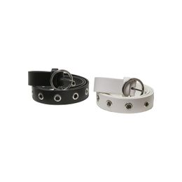 H&uuml;ftg&uuml;rtel Urban Classics "Urban Classics Unisex Synthetic Leather Eyelet Belt 2-Pack", Damen, Gr. S/M, schwarz, wei&szlig;, 100% Polyester, G&uuml;rtel H&uuml;ftg&uuml;rtel