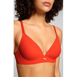 B&uuml;gel-BH Puma "Puma WOMEN MICROFIBER SOFT PADDED BRA", Damen, Gr. 75, Cup F, flame rot, Microtouch, Obermaterial: 70% Polyamid, 30% Elasthan, BHs B&uuml;gel-BH, mit wendbaren und verstellbaren Tr&auml;gern, Logodruck vorn