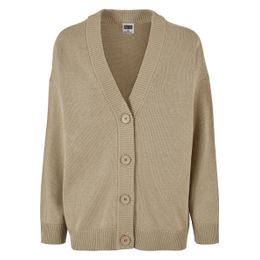 Strickjacke Urban Classics "Urban Classics Damen Ladies Big Oversized Cardigan", Damen, Gr. 3XL, wetsand, 100% Baumwolle, unifarben, oversize, V-Ausschnitt, Strickjacken Strickjacke