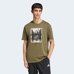 T-Shirt adidas Sportswear "OUTDOOR KAJAK GRAFIK", Herren, Gr. S, olive strata, Obermaterial: 100% Baumwolle, Shirts T-Shirt