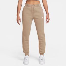 Nike Sportswear Damen Sporthose "W NSW PHNX FLC MR PANT STD"linen, sail, Gr. M, Obermaterial: 80% Baumwolle, 20% Polyester, Hosen