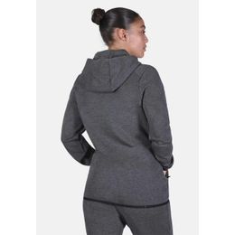 Kapuzensweatshirt MOROTAI "MOROTAI Damen MOROTAI Sakura Travel Hoodie", Damen, Gr. M, dunkelgrau, 50% Polyester, 40% Modal, 10% Elasthan, mehrfarbig, slim fit, ohne Ausschnitt, Sweatshirts