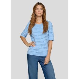 T-Shirt Rabe, Damen, Gr. 38, blau (ozean), Jersey, Obermaterial: 68% Viskose, 28% Polyester, 4% Elasthan, Strukturmuster, regular fit normal, Rundhals, Shirts T-Shirt, mit Struktur Muster