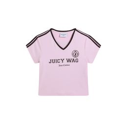 T-Shirt Juicy Couture "JUICY WAG V NECK TSHIRT. Damen", Damen, Gr. S, cherry blossom, Jersey, 66% Modal, 28% Viskose, 6% Elasthan, taillenlang, Rundhals, Shirts T-Shirt, T-Shirt Damen, Schriftzug, Sportshirt, Logoprint, Teamtrikot, Sale