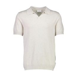 Poloshirt LINDBERGH "Poloshirt Slim Fit", Herren, Gr. L, wei&szlig; (sanftes wei&szlig; mel), Obermaterial: 80% Viskose, 20% Nylon, unifarben, schmal, Shirts