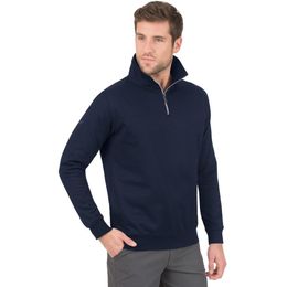 Sweatshirt TRIGEMA "TRIGEMA Sweatshirt mit Rei&szlig;verschluss", Herren, Gr. L, blau (navy), Sweatware, 70% Baumwolle, 30% Polyester, Basic, lang, ohne Ausschnitt, Sweatshirts Sweatshirt