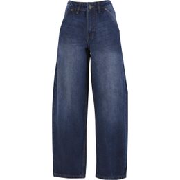 Bequeme Jeans Urban Classics "Urban Classics Ladies Tapered Baggy Jeans", Damen, Gr. 27, Normalgr&ouml;&szlig;en, new dunkelblau washed, 100% Baumwolle, unifarben, Jeans