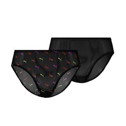 Slip Puma "Puma WOMEN PRINTED MESH BRIEFS", Damen, Gr. M, schwarz combo, Microfaser, Obermaterial: 70% Polyamid, 30% Elasthan, k&ouml;rpernah, Unterhosen Slip, mit buntem allover Print, mit Mesh-Details