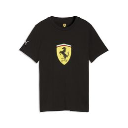 T-Shirt Puma "Scuderia Ferrari Coloured Shield T-Shirt Jugendliche", Jungen, Gr. 140, schwarz, Obermaterial: 100% Baumwolle. Rippe: 25% Polyester, 75% Baumwolle, clean, regular fit, Rundhals, Shirts T-Shirt
