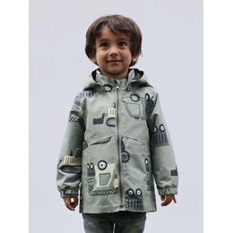 Outdoorjacke name it "NMMMAX JACKET LI AOP NOOS", Jungen, Gr. 122, chinois gr&uuml;n, Web, Obermaterial: 100% Polyester, bedruckt, normal, elastischer Bund, Jacken Outdoorjacke, reflektierende Details, wasserabweisend