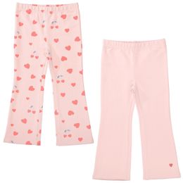 Leggings STACCATO, M&auml;dchen, Gr. 92/98, N-Gr, blush, blush aop, Single Jersey, Obermaterial: 95% Baumwolle, 5% Elasthan, bedruckt, lang, Hosen Leggings, 2er Pack, mit Herzchen-Allover-Print, ausgestellt