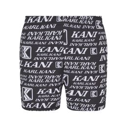 Badeshorts Karl Kani "Karl Kani Herren KM241-055-1 Retro Embro Swim Shorts", Herren, Gr. XS, US-Gr&ouml;&szlig;en, schwarz, wei&szlig;, 100% Polyester, Badehosen Badeshorts