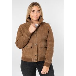 Lederjacke Mauritius "MWDajana", Damen, Gr. L (40), schwarz camel, Obermaterial: 100% Schafsleder. Futter: 100% Polyester. &Auml;rmelfutter: 100% Polyester, unifarben, regular fit normal, Strickb&uuml;ndchen, Jacken, Blouson aus Veloursleder