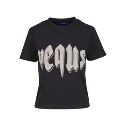 T-Shirt PEQUS "PEQUS PEQUS Fitted Outlined Mythic Logo T-shirt", Damen, Gr. L, schwarz, mushroom, 100% Baumwolle, bedruckt, normal, Rundhals, Shirts T-Shirt