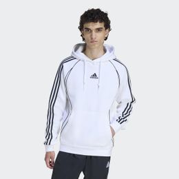 Kapuzensweatshirt adidas originals "ADICOLOR TEAMGEIST CUT LINE HOODIE", Herren, Gr. XL, wei&szlig;, Obermaterial: 70% Baumwolle, 30% Polyester, normal, Rundhals, angesetztes B&uuml;ndchen, Sweatshirts