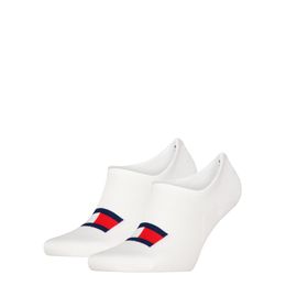 F&uuml;&szlig;linge Tommy Hilfiger "TH UNI TJ FOOTIE 2P FLAG", Herren, Gr. 39-42, wei&szlig;, Baumwollmischung, Socken, Mit gro&szlig;em Flag-Label vorn