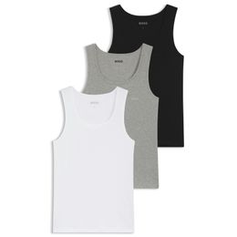Tanktop BOSS "3P RibClassic BOSS ONE", Herren, Gr. L, open miscellaneous 980, Tops Tanktop, Ton in Ton Stickerei auf der Brust