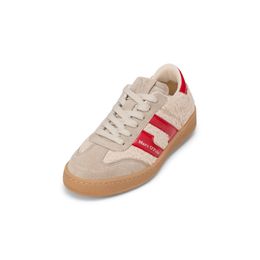Marc O'Polo Sneaker MARC O'POLO "aus Leder und Teddyfell", Damen, Gr. 37, natural, shiny rot, Obermaterial: 80% Polyester, 20% Leder, unifarben, Schuhe Sneaker