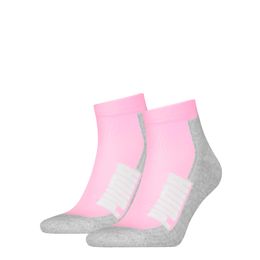 Kurzsocken Puma "Puma UNISEX BWT CUSHIONED QUARTER 2P", Herren, Gr. 39-42, rosa (basic pink), Baumwollmischung, normal, Socken, Zweifarbig, Rippenb&uuml;ndchen