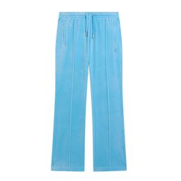 Sweathose Juicy Couture "TINA COL OUT TRACKPANT Damen", Damen, Gr. L, EURO-Gr&ouml;&szlig;en, sky blau, 95% Polyester, 5% Elasthan, slim fit, Hosen Sweathose, Trainingshose Damen, Sweathose, Velour, Jogginghose mit Glitzer, Sale