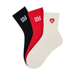 Socken HUGO UNDERWEAR "3P QS HEART", Damen, Gr. 35-38, open miscellaneous 960, Baumwollmischung, normal, Socken Socken