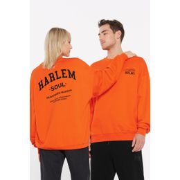Sweater Harlem Soul, Damen, Gr. M/L, orange, Sweatware, Material: 89% Baumwolle, 11% Polyester, bedruckt, regular fit normal, Rundhals, eingesetzt Rippb&uuml;ndchen, Sweatshirts Sweater