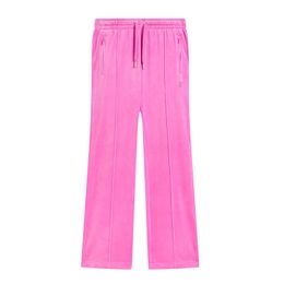 Sweathose Juicy Couture "TINA COL OUT TRACKPANT Damen", Damen, Gr. L, EURO-Gr&ouml;&szlig;en, super pink, 95% Polyester, 5% Elasthan, slim fit, Hosen Sweathose, Trainingshose Damen, Sweathose, Velour, Jogginghose mit Glitzer, Sale