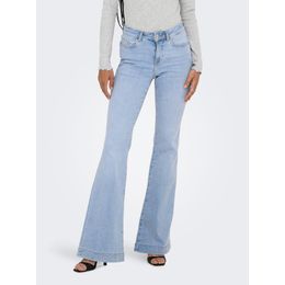 Bootcut-Jeans Only "ONLBLUSH MD RETRO FLARED DNM DIA322 NOOS", Damen, Gr. L, L&auml;nge 32, light blau denim, Denim/Jeans, Obermaterial: 92% Baumwolle, 6% Elastomultiester, 2% Elasthan, unifarben, lang, Jeans, im Retro-Fit Style