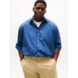 Tommy Hilfiger Big & Tall Langarmhemd "BT - FLEX POPLIN SOLID", Herren, Gr. 4XL, N-Gr, aegean sea, Web, Obermaterial: 100% Baumwolle, TOMMY HILFIGER BIG & TALL, unifarben, regular fit, Manschette, Hemden, Gro&szlig;e Gr&ouml;&szlig;en, Button-down-Kragen, regular fit