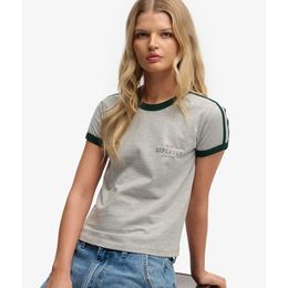 Superdry Damen Athletic Essentials Ringer-t-shirt mit Grafik Grey - Gr&ouml;&szlig;e: 42 210242150239807Q020