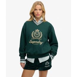 Superdry Damen Country Club V-ausschnitt-sweatshirt in Lockerer Passform Green - Gr&ouml;&szlig;e: 40 21026235008128UM019